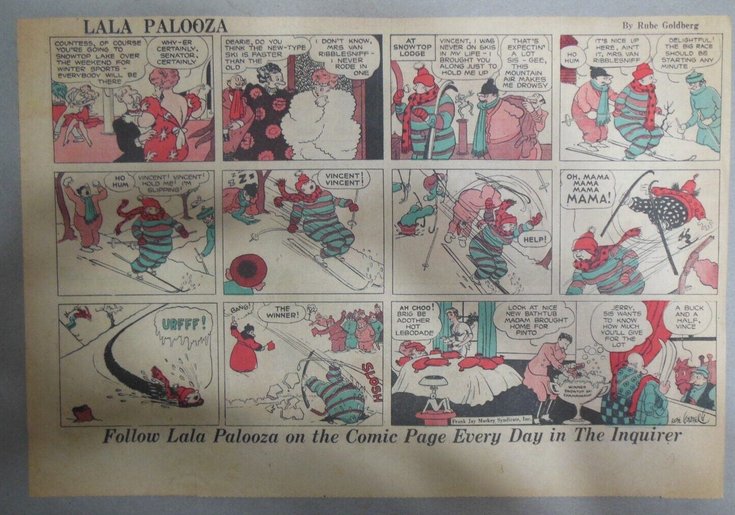 Lala Palooza Sunday by Rube Goldberg from ?/1937 Size: 11 x 15 inches ...