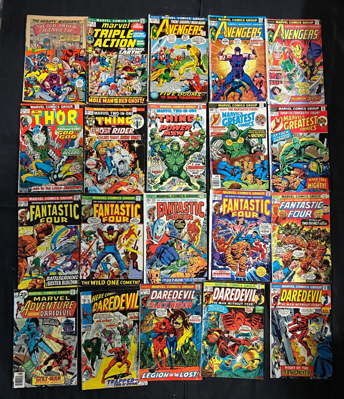 Marvel Bronze AGE Comic LOT Most Vg-Fn+ Avengers, Fant. 4, Daredevil ...