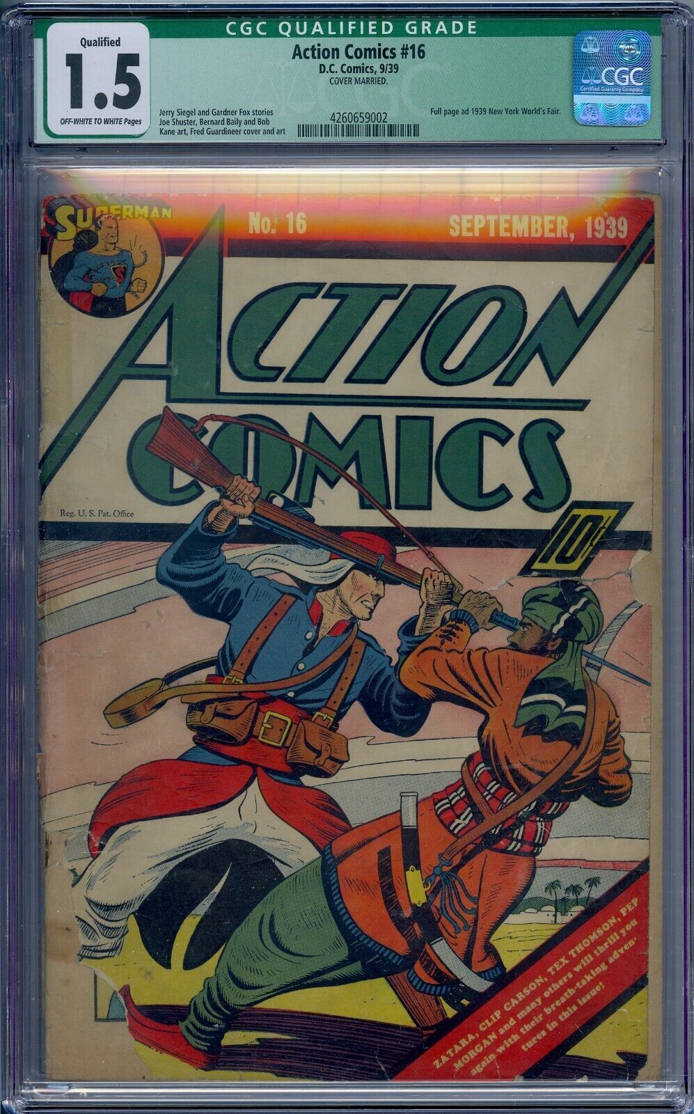 Action Comics #16 CGC 1.5 Superman 1939 New York World's Fair AD ...