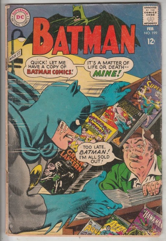 Batman #199 (Feb-68) FN+ Mid-High-Grade Batman, Robin the Boy Wonder ...