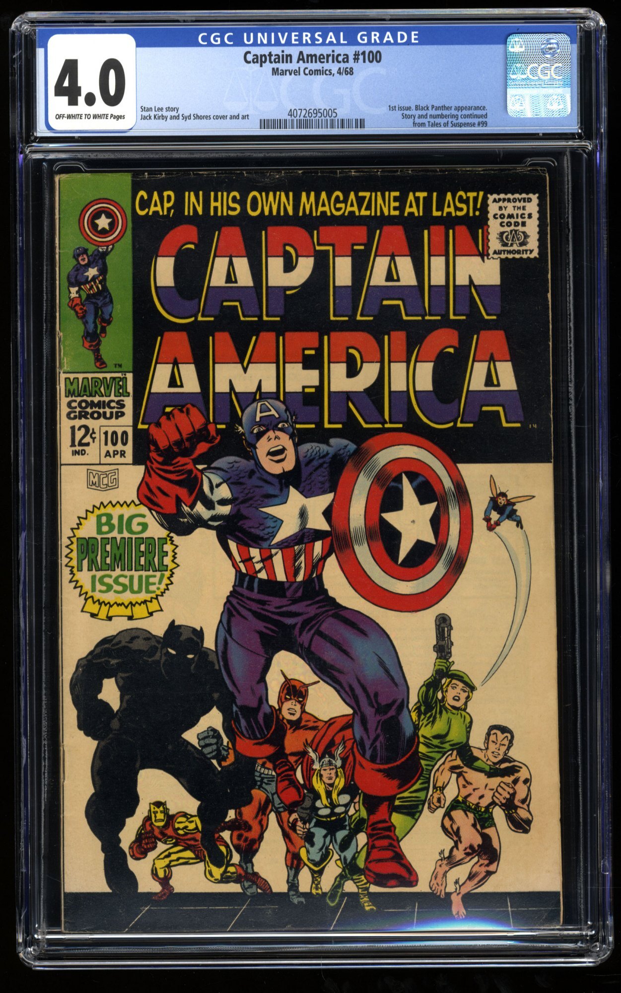 Captain America #100 CGC VG 4.0 1st Issue! Black Panther Appearance ...