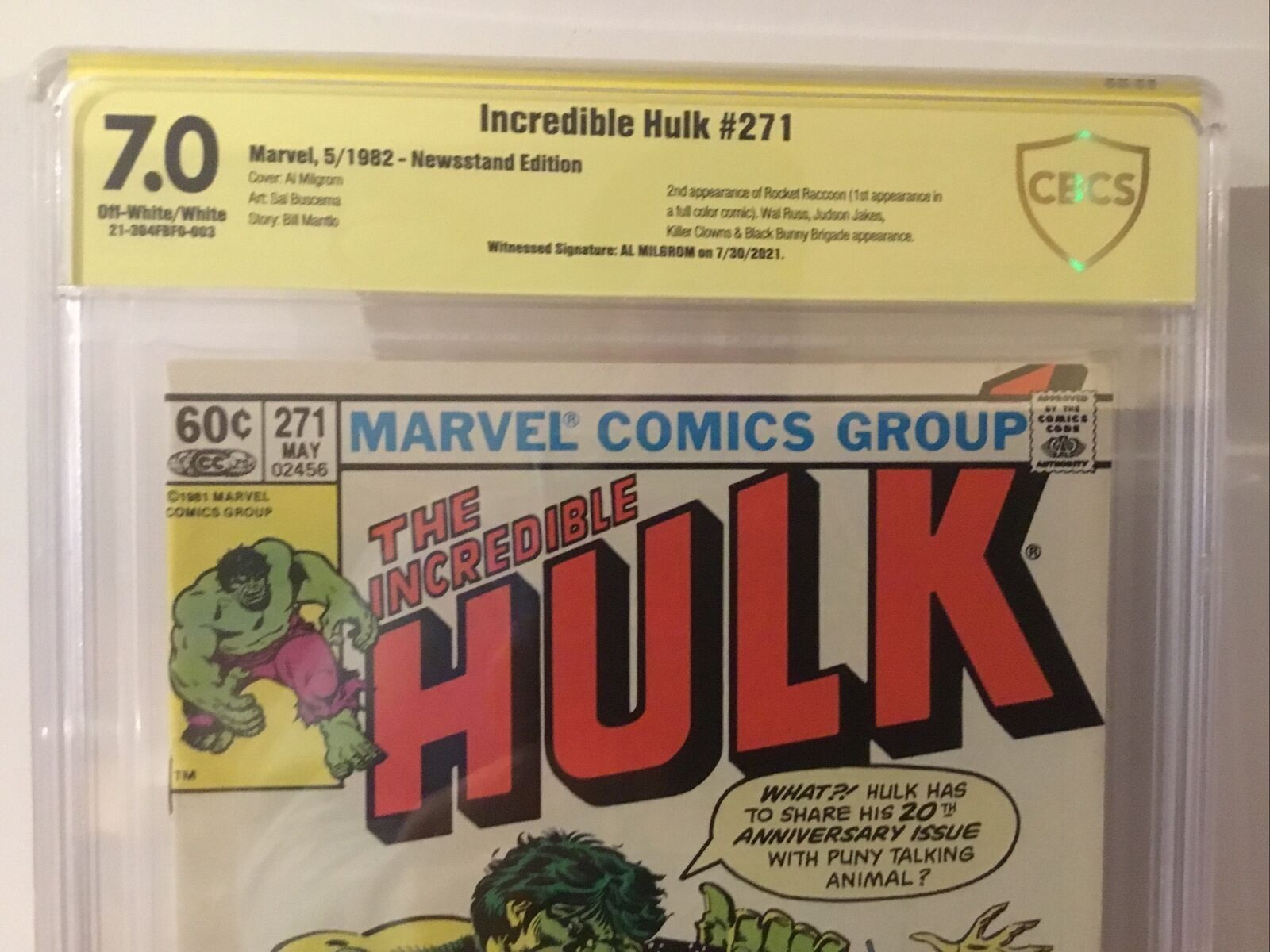 Incredible Hulk #271 NEWSSTAND EDITION CBCS Not CGC 7.0 SIGNED by Al ...