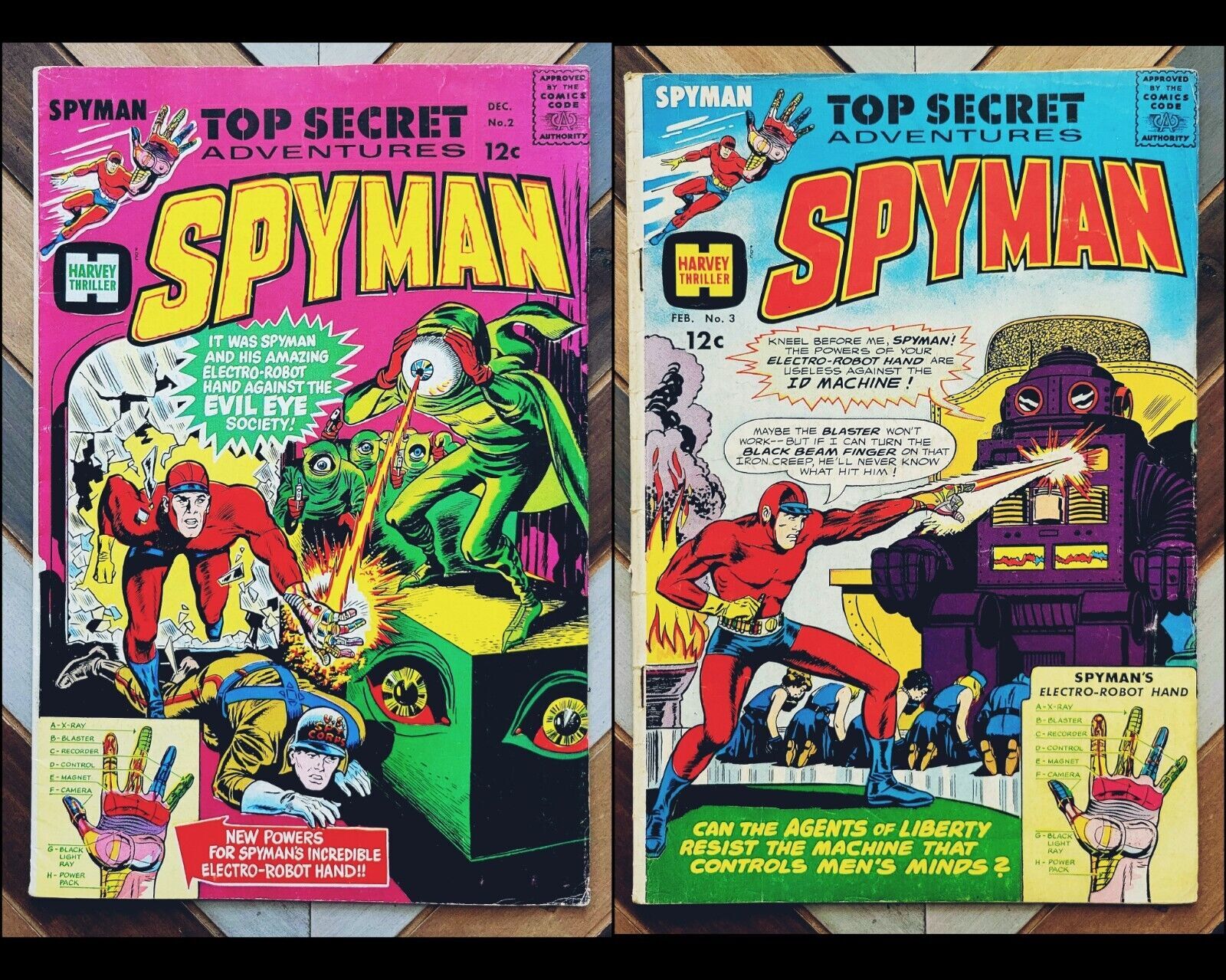 "SPYMAN" #2-3 (Harvey 1966) JOE SIMON & JIM STERANKO "Top Secret ...