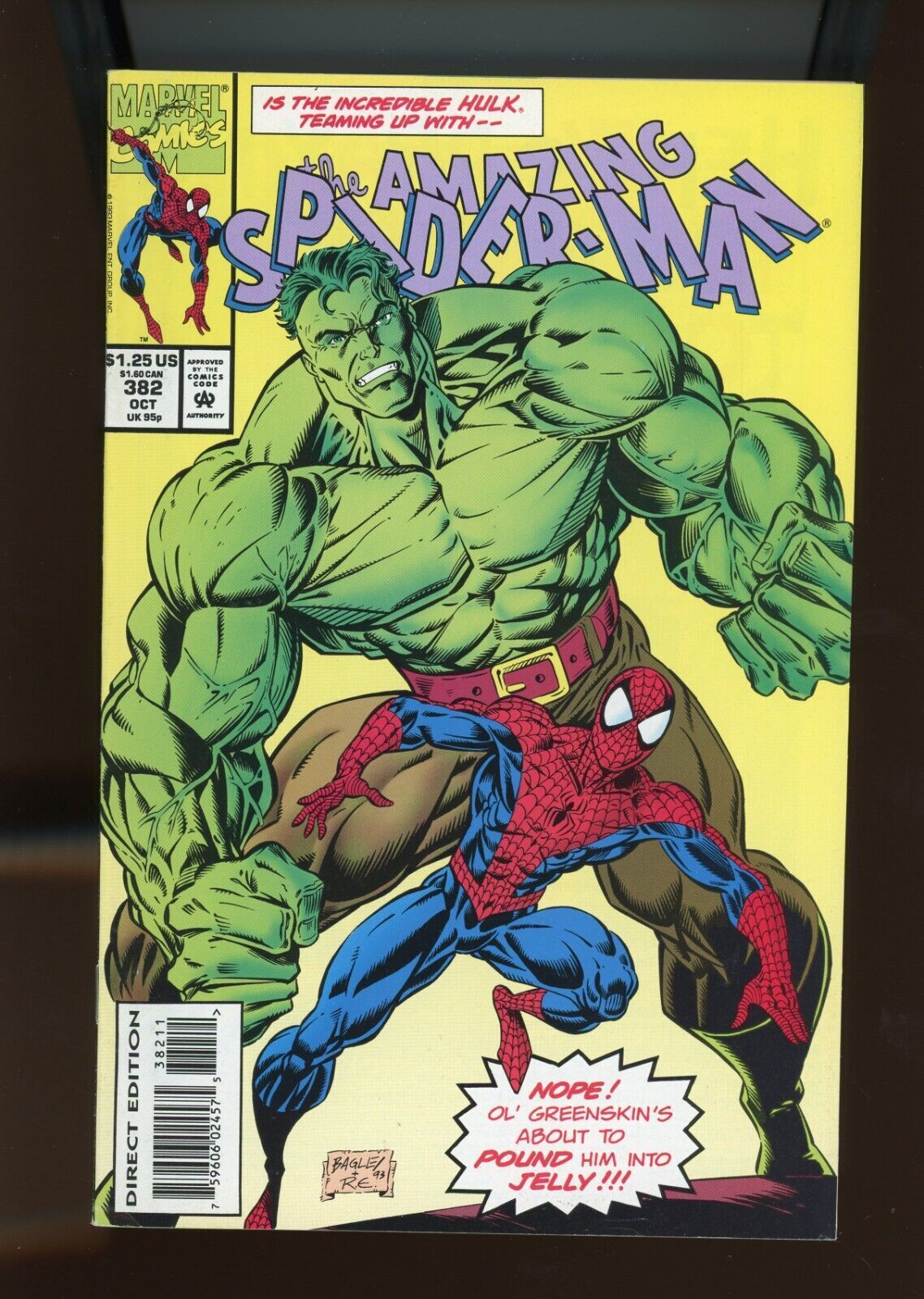Amazing Spiderman #382 - Mark Bagley Cover Art. Hulk Appearance. (9.0 ...