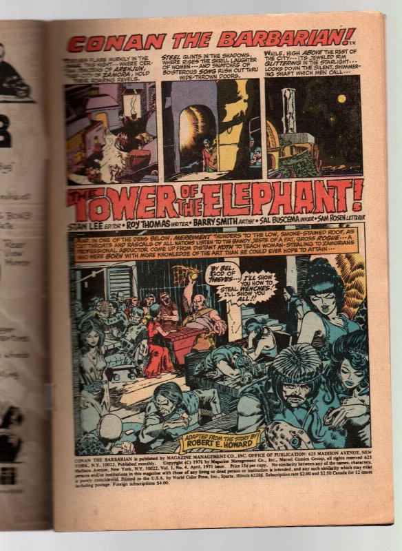 Conan the Barbarian #4 - Tower of the Elephant - Barry Smith - 1971 ...