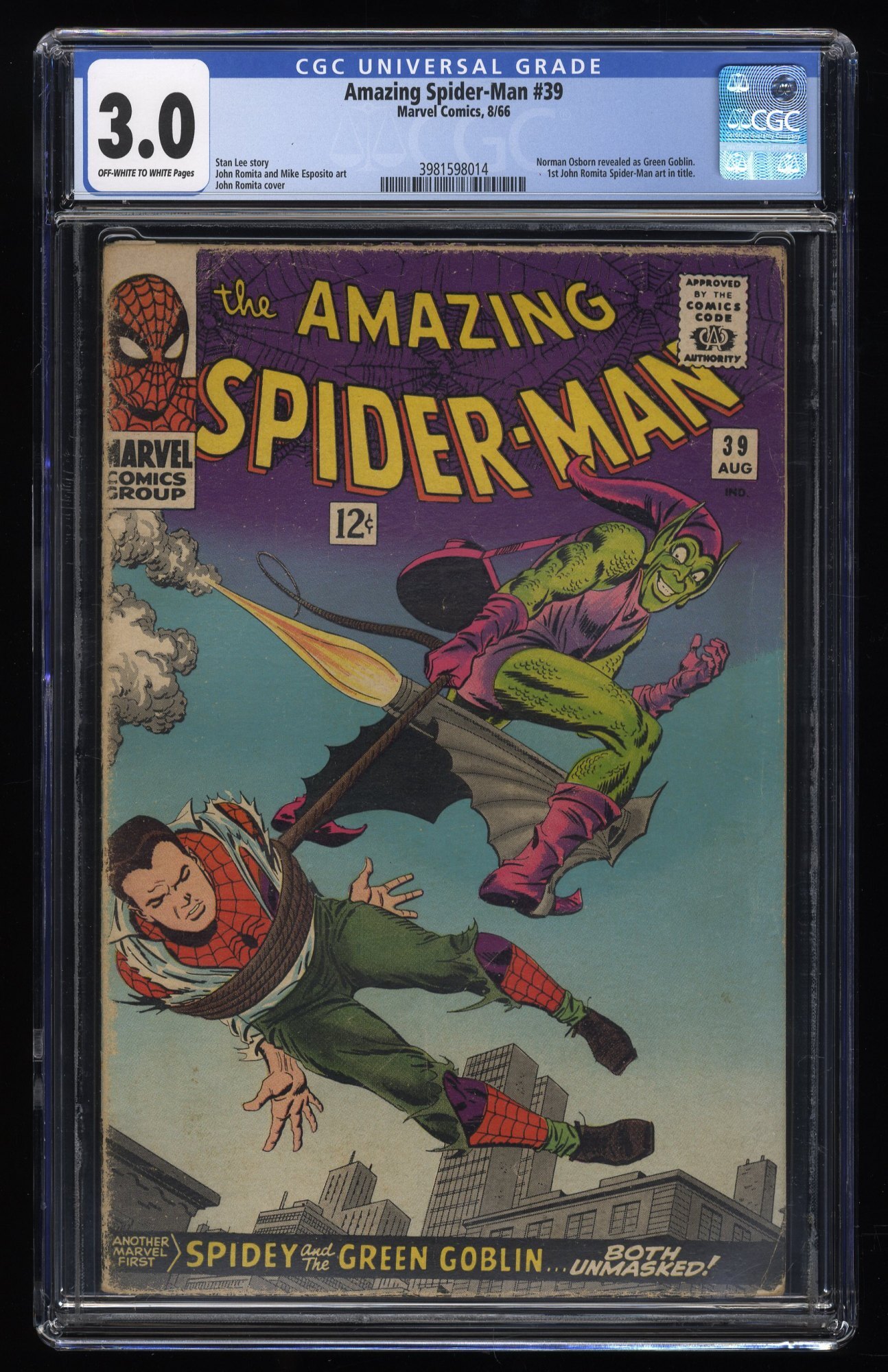 Amazing Spider-Man #39 CGC GD/VG 3.0 Green Goblin 1st Romita in Title ...