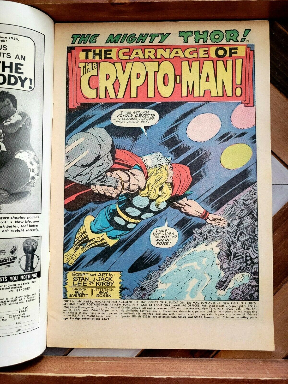 THOR #174 FN+ (Marvel 1970) "Carnage of the CRYPTO-MAN" by Stan Lee ...