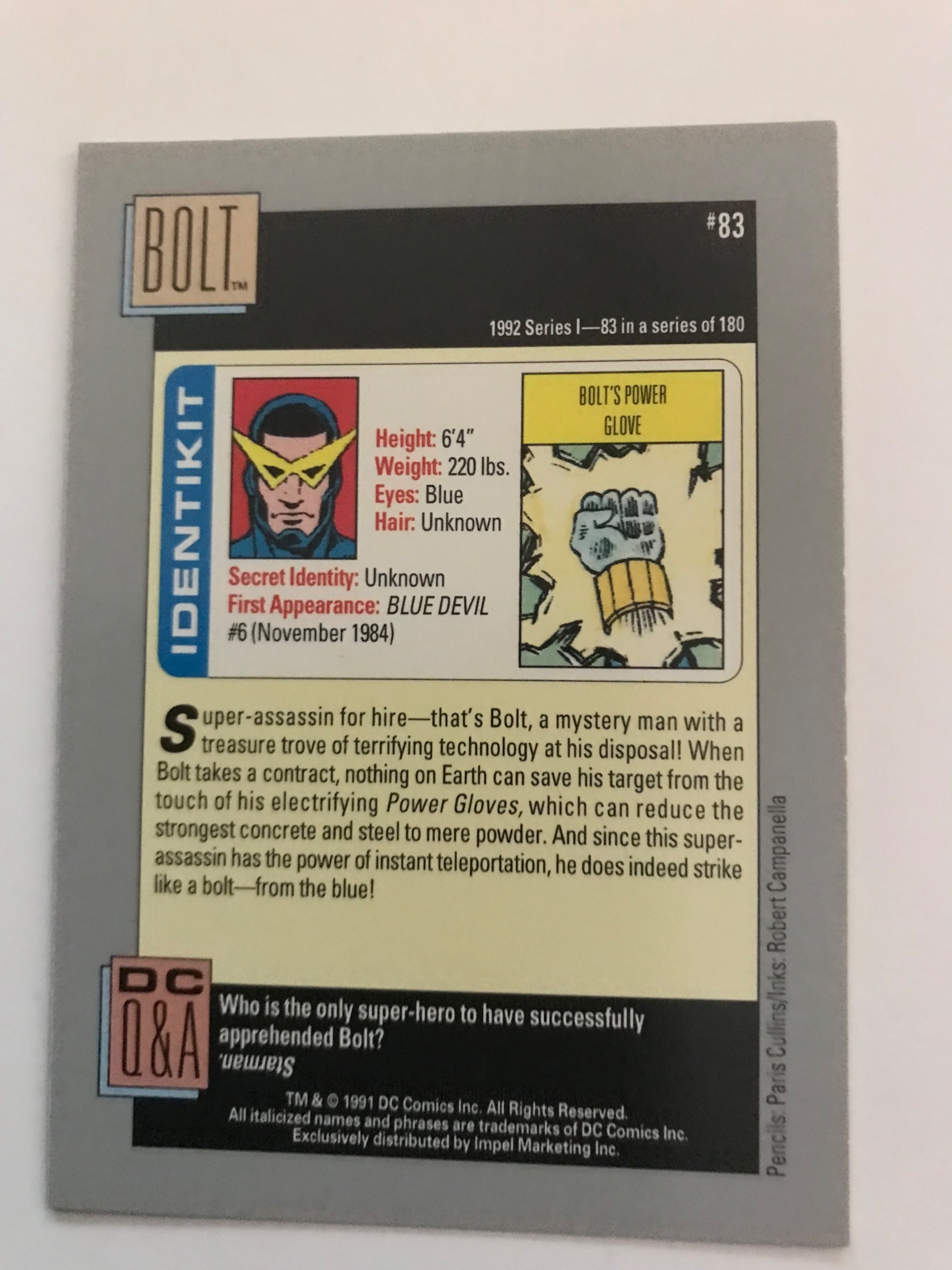 BOLT #83 card : 1992 DC Universe Series 1, NM/M, Impel; Blue Devil villain | Comic Collectibles ...