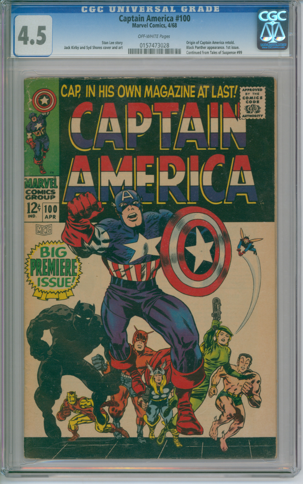 Captain America #100 CGC 4.5 Marvel Comics 1968 Origin Of Captain ...