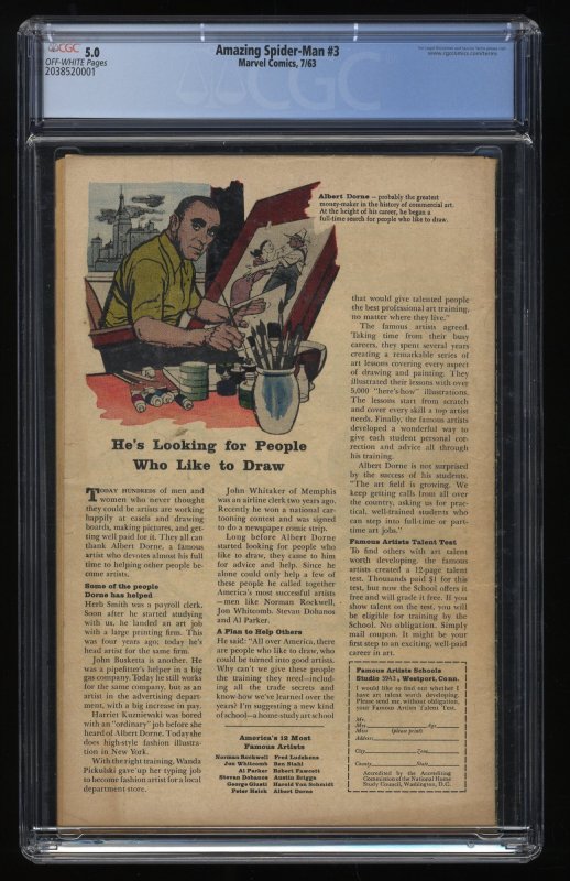 Amazing Spider-Man #3 CGC VG/FN 5.0 Off White 1st Appearance Doctor ...