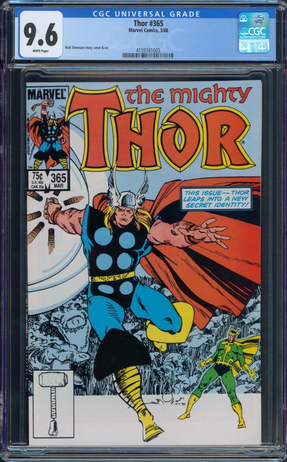 Thor #365 CGC 9.6 1st Full Appearance of Throg, Frog of Thunder Marvel ...