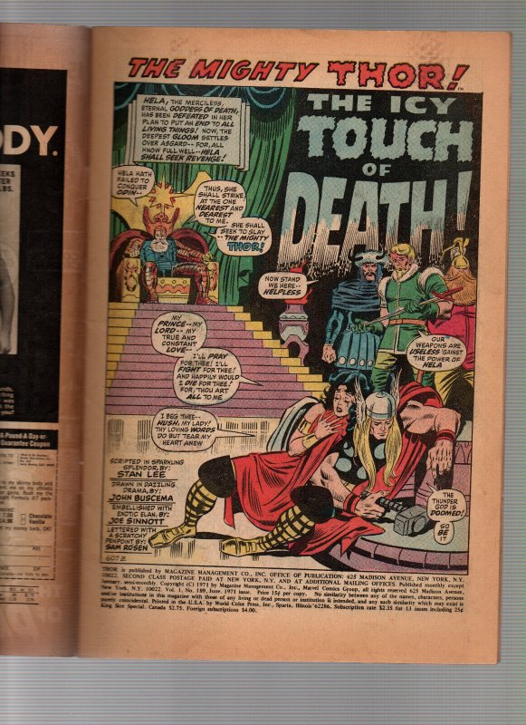 The Mighty Thor #189 - Hela Goddess of Death - 1971 - VG+ | Comic Books ...