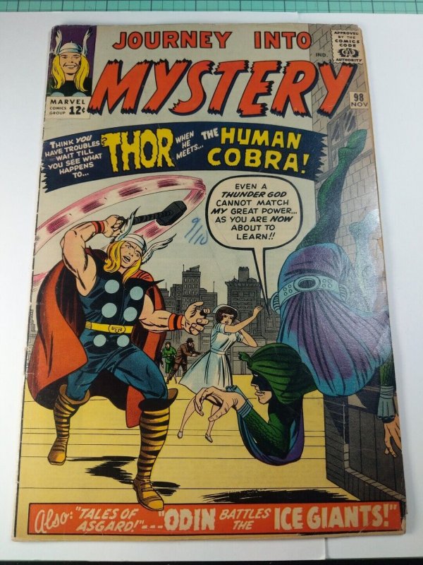 Journey into Mystery #98 VG+ 1st Human Cobra Marvel Comics C117A ...