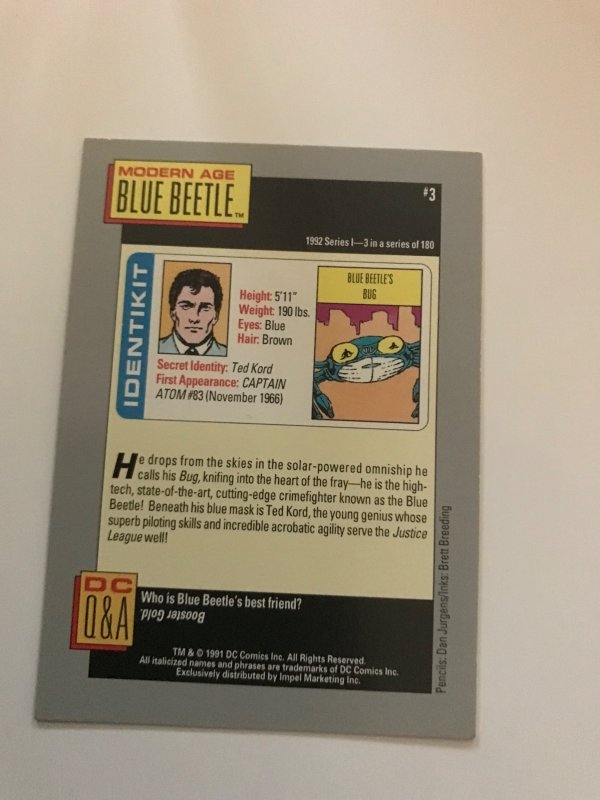 BLUE BEETLE #3 card : 1992 DC Universe Series 1, NM/M, Impel, Brett ...