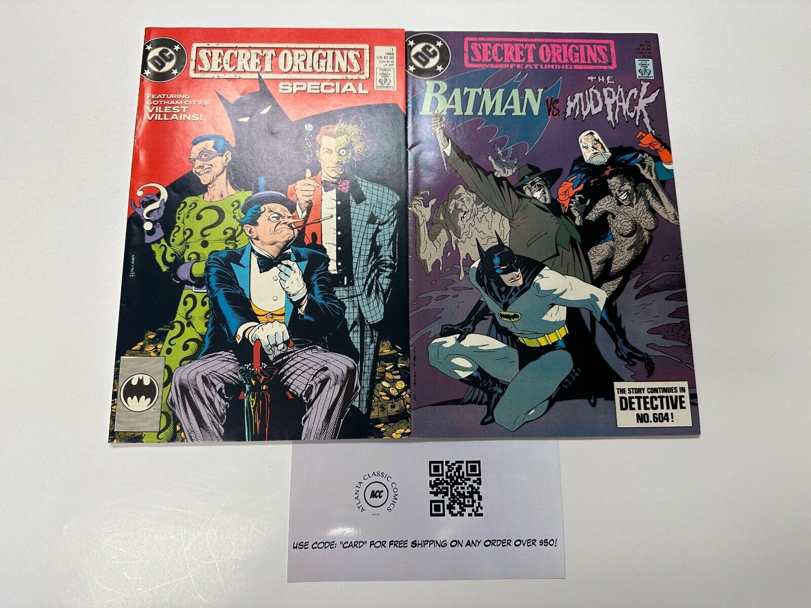 2 Secret Origins DC Comic Book Special # 1 # 44 Batman Flash Superman ...