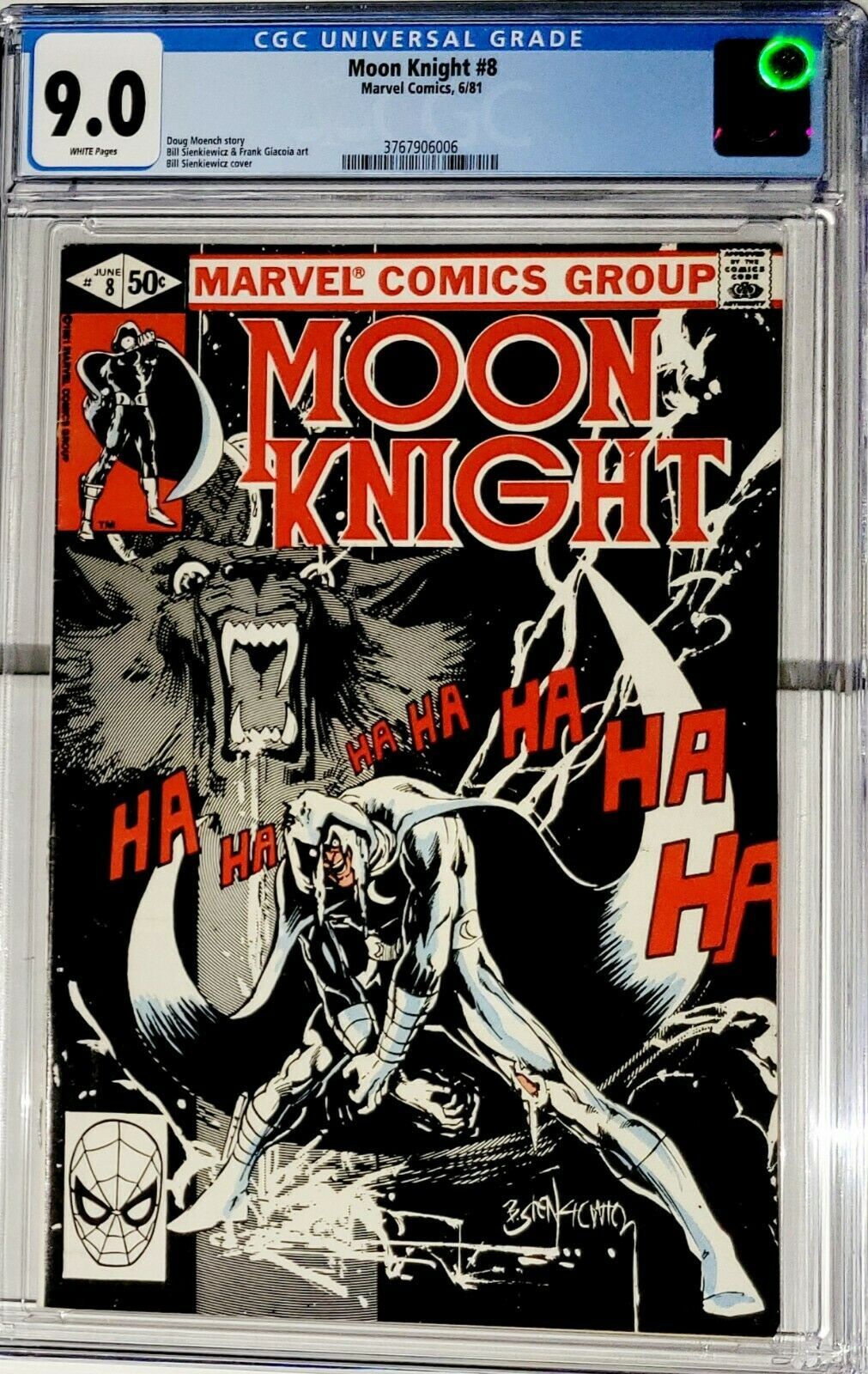 MOON KNIGHT #8 CGC 9.0 (Marvel 1981) 1st solo series, Bill Sienkiewicz ...