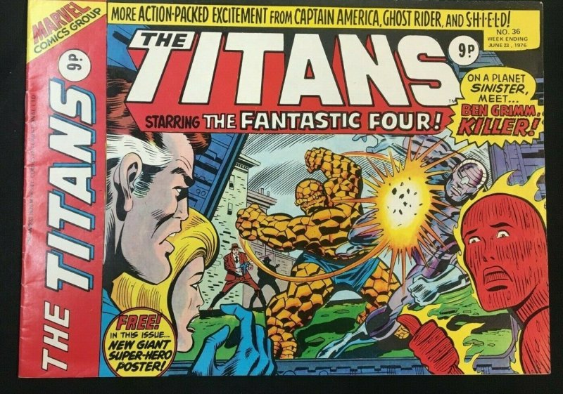 The Titans Starring Fantastic Four Marvel UK Vg-F 1976 CAP America ...