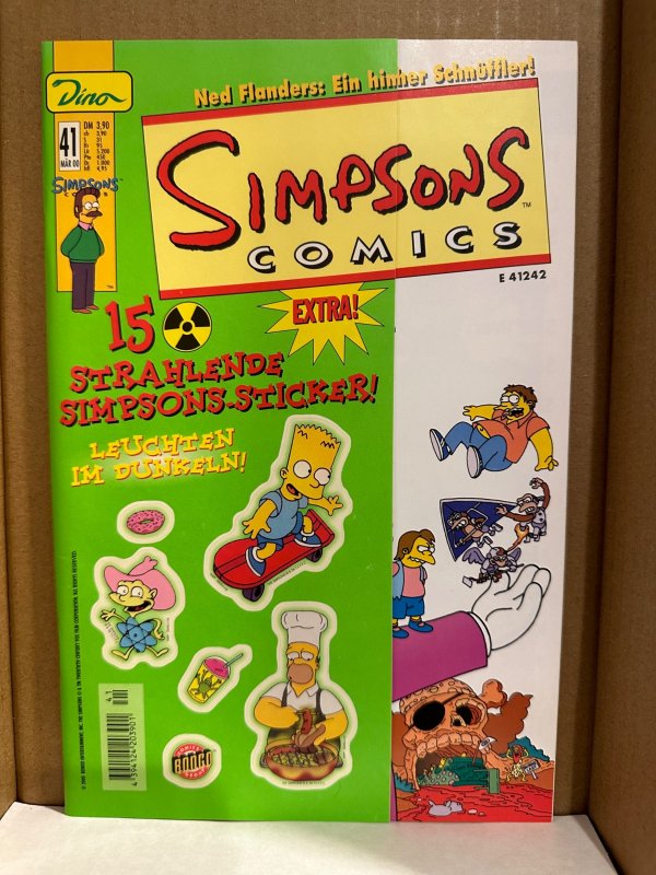 Simpsons Comics #41 NM/NM+ HTF STICKER WRAPAROUND Cover GERMAN (1999 ...