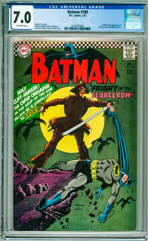 Batman #189 (1967) CGC 7.0! OW Pages! 1st SA Appearance of the ...