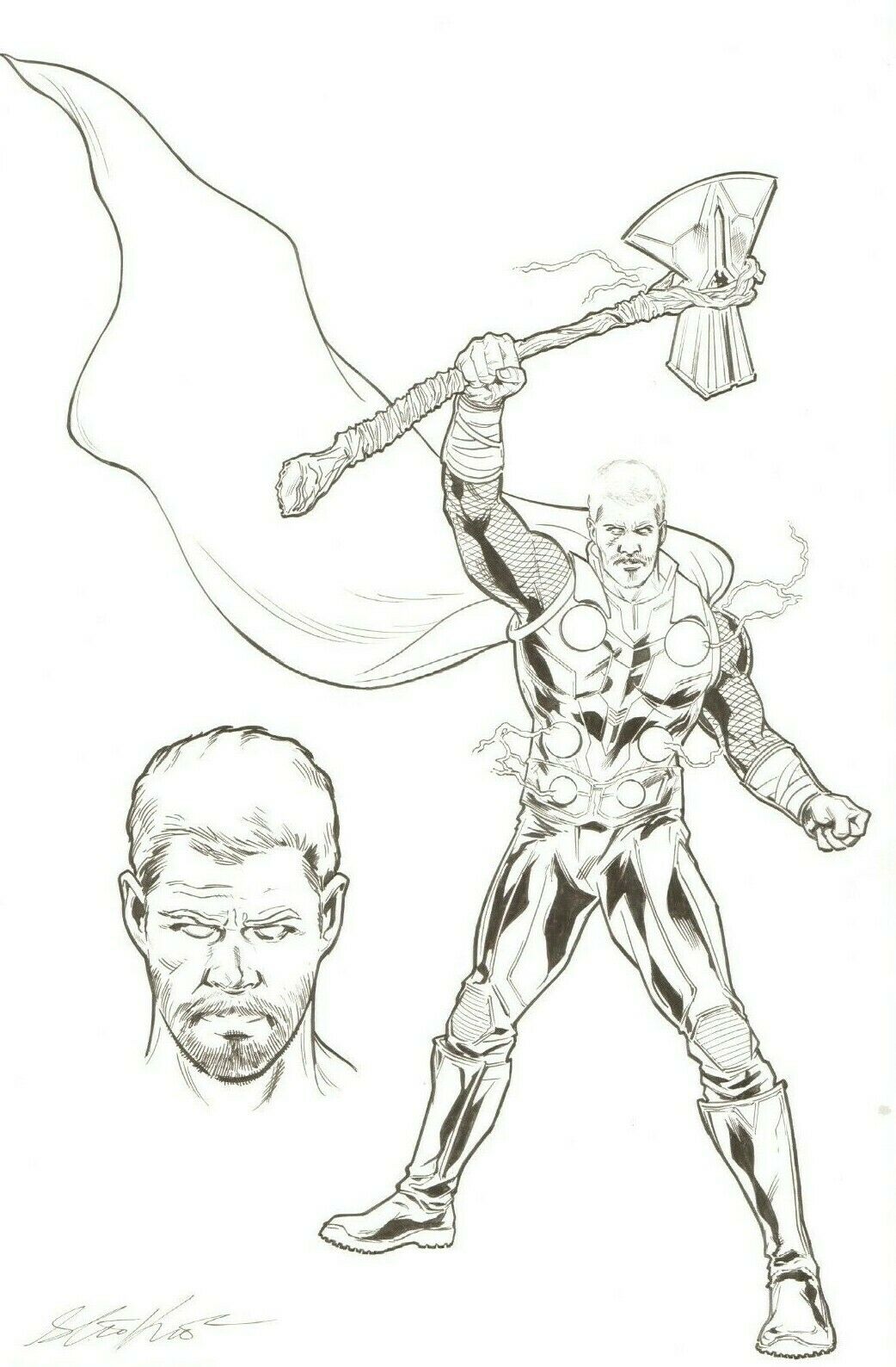 Thor Original Art by Steve Kurth MARVEL INFINITY WAR DESTINY HC MOVIE ...