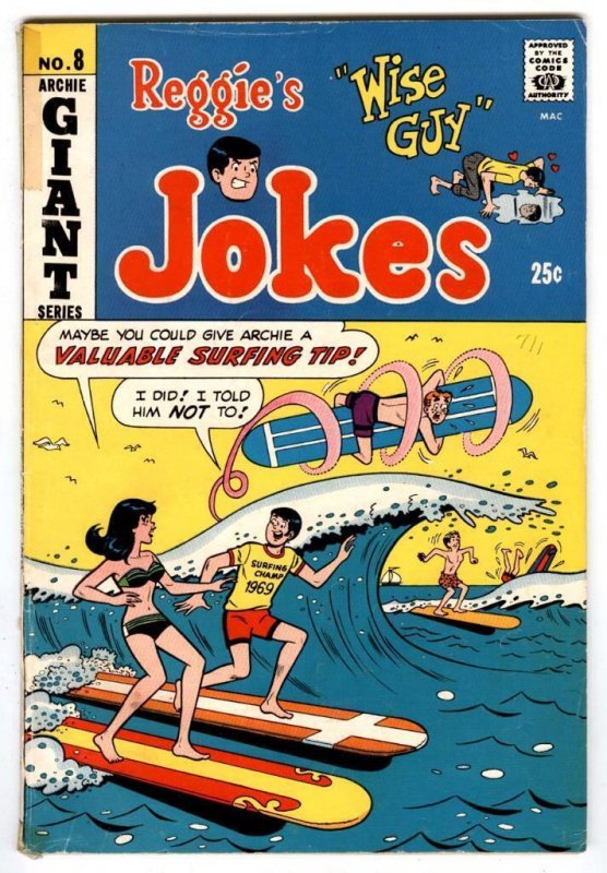 Reggie's Wise Guy Jokes #8 1969 ARCHIE Betty Veronica Jughead SURFING ...