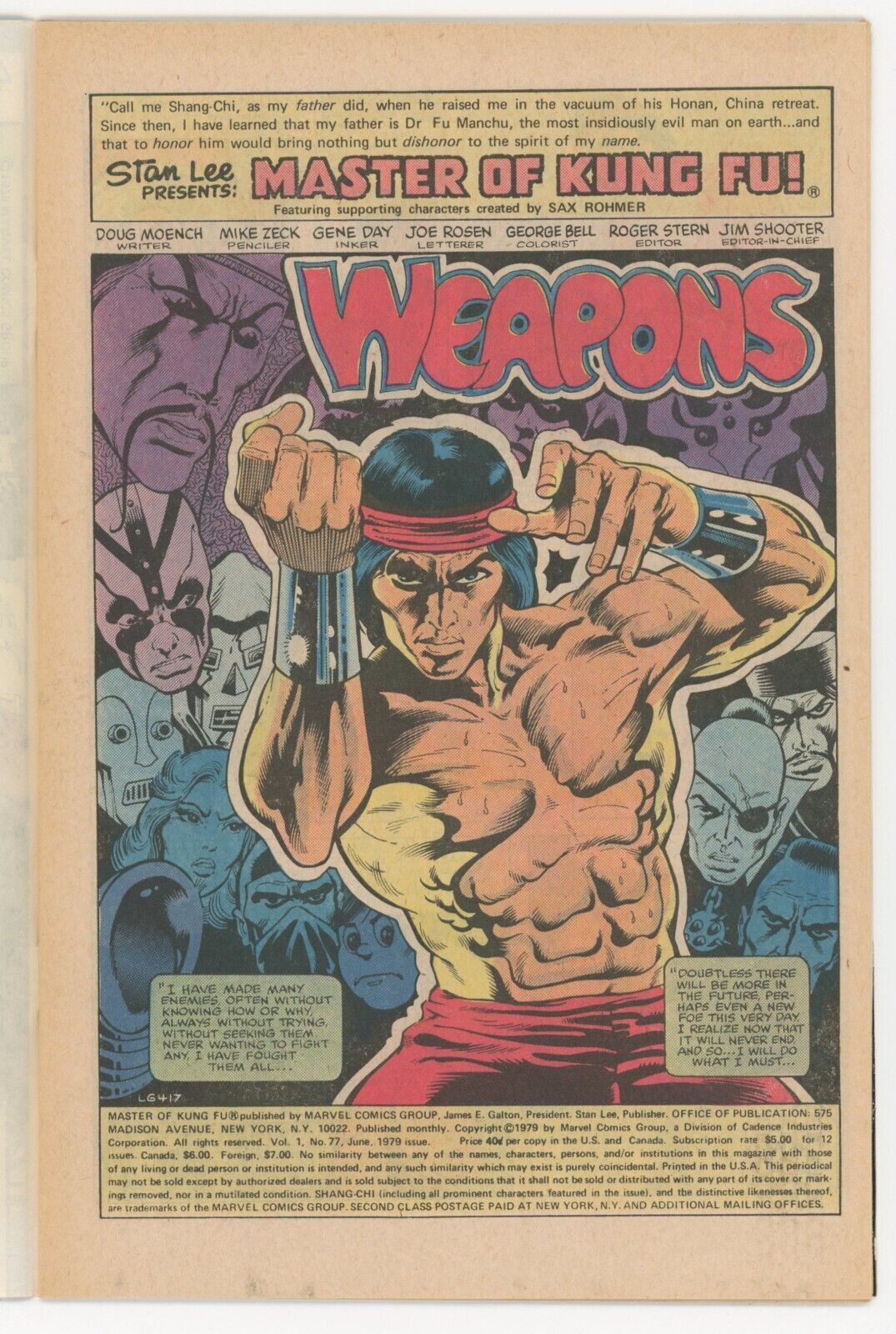 Master of Kung Fu 77 NM 9.4 Bronze Age Marvel 1979 First Zaran Shang ...