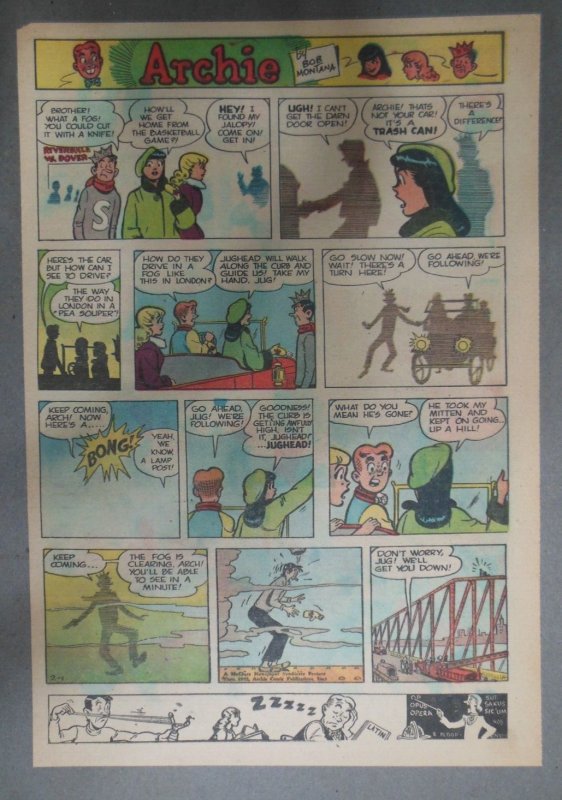 Archie Sunday Page by Bob Montana from 2/1/1953 Tabloid Size Page ...