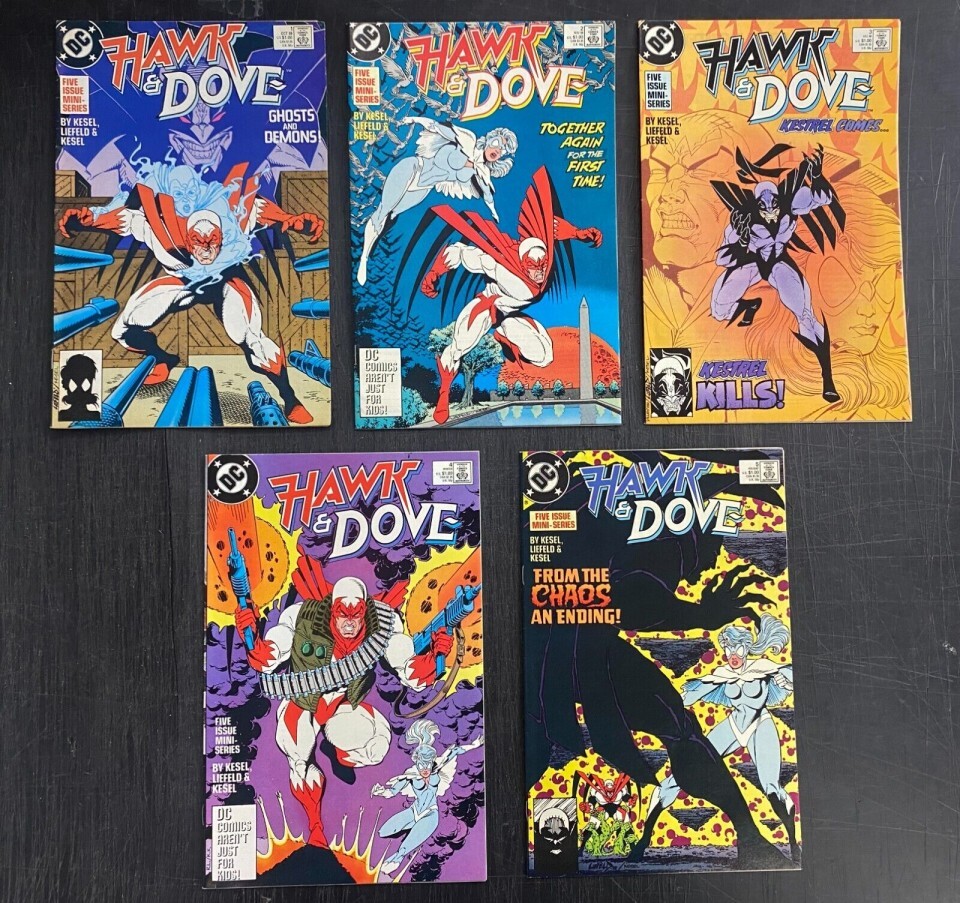 Hawk and Dove (1988) #'s 1 2 3 4 5 Complete FN (6.0) Lot Rob Liefeld ...