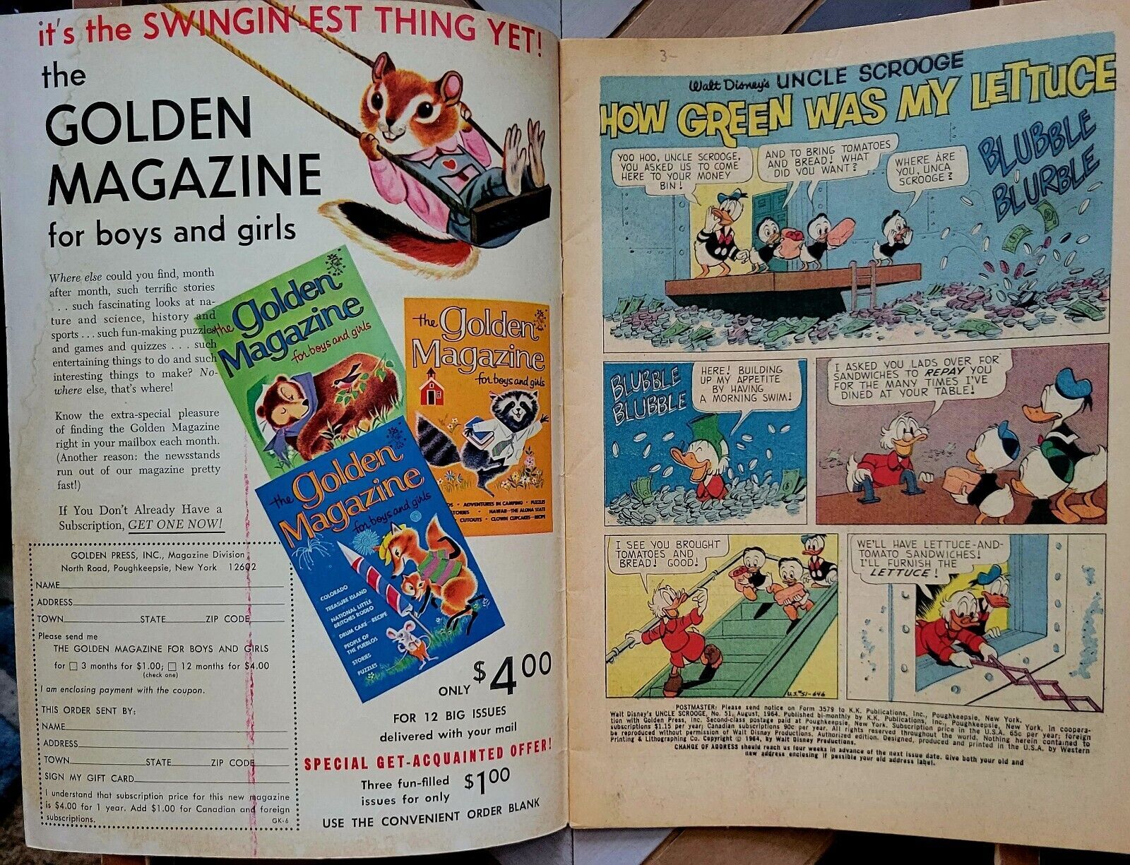 UNCLE SCROOGE #51 VG/FN (Gold Key 1964) DISNEY "How Green" Silver Age ...