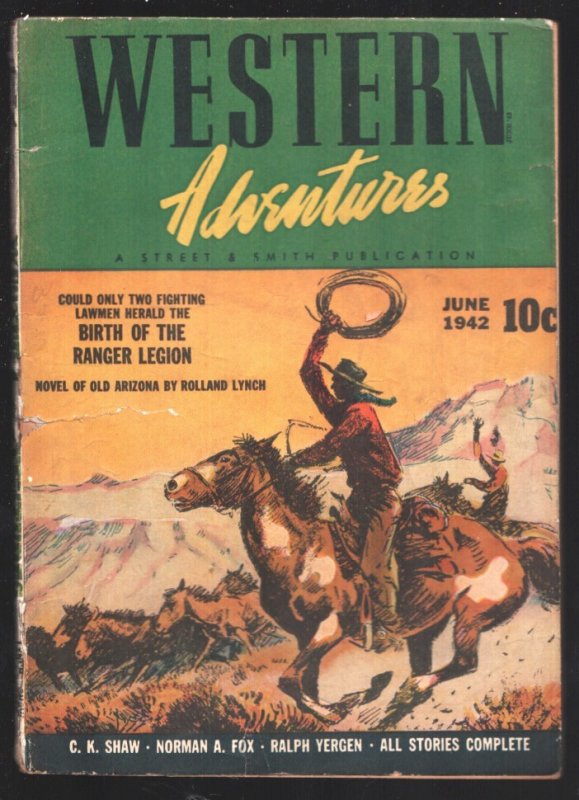 Western Adventures 6/1942-Comic style cover art-Pulp thrills-Ranger ...