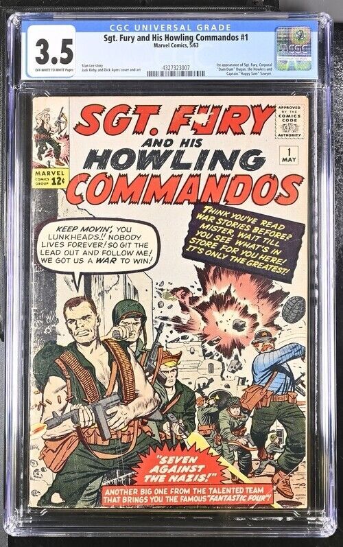 SGT Fury and HIS Howling Commandos #1 CGC 3.5 1st SGT Fury DUM DUM ...