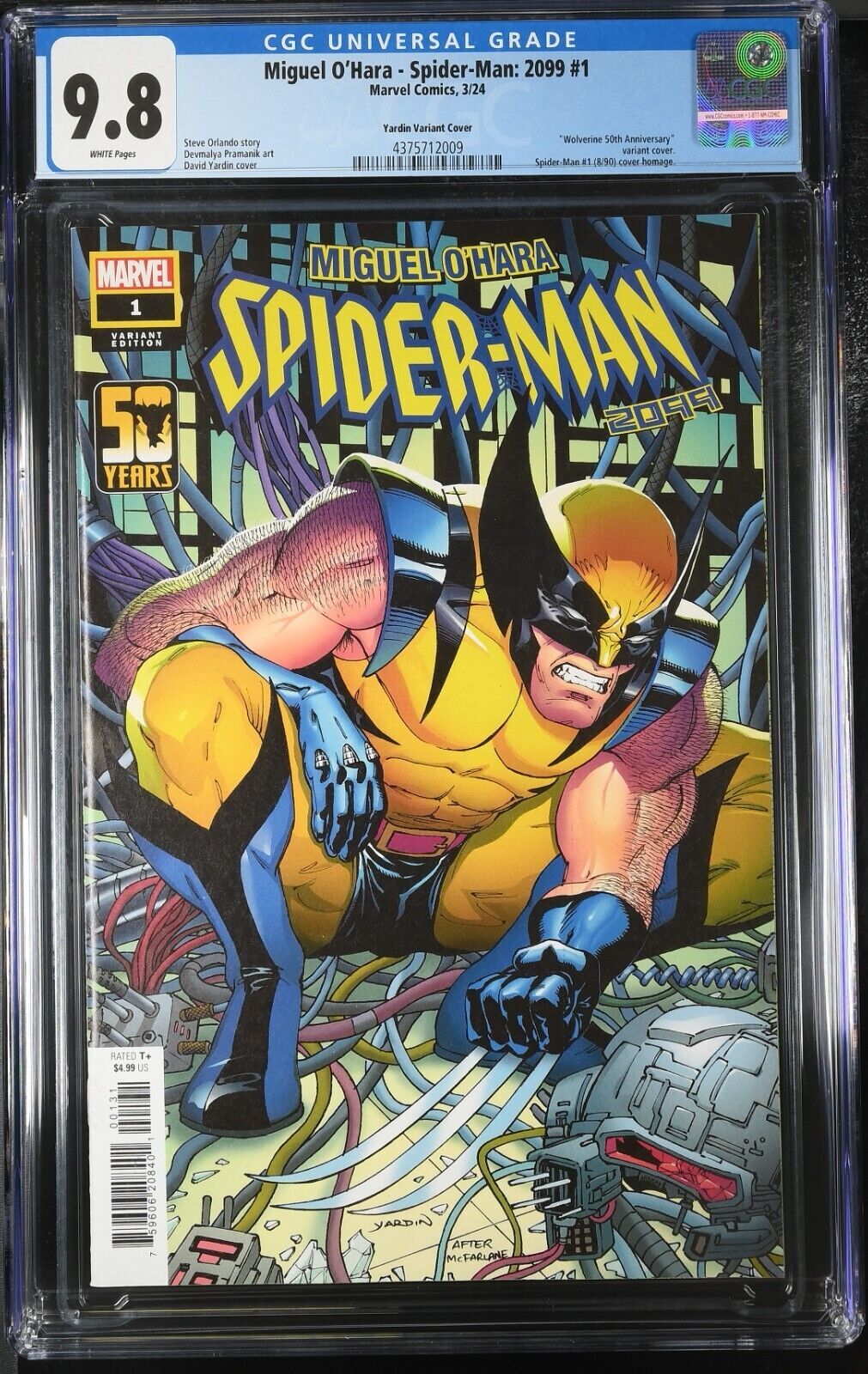 Miguel O'Hara Spider-Man 2099 #1 CGC 9.8 McFarlane 1990 Wolverine ...