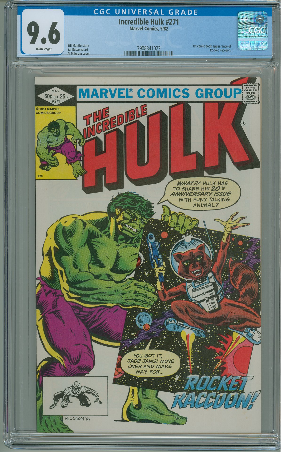 The Incredible Hulk #271 (1982) CGC 9.6! 1st Comic Book App of Rocket ...