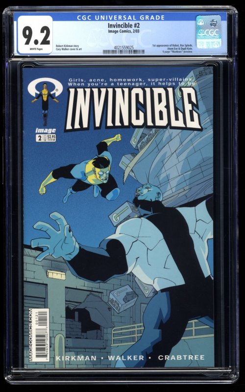 Invincible (2003) #2 CGC NM- 9.2 1st Robot Rex Plode, Atom Eve and ...