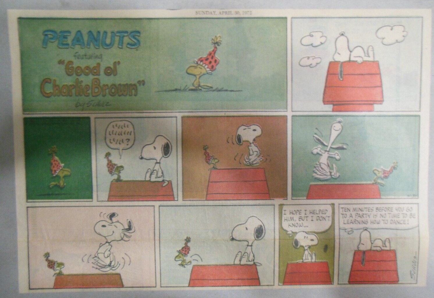 Peanuts Sunday Page by Charles Schulz from 4/30/1972 Size: ~11 x 15 ...
