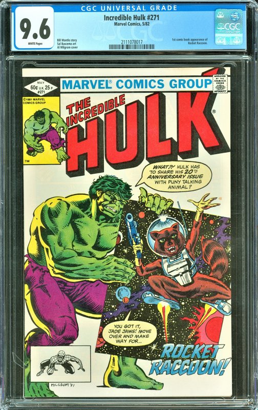 The Incredible Hulk #271 (1982) CGC Graded 9.6 - 1st Rocket Raccoon ...