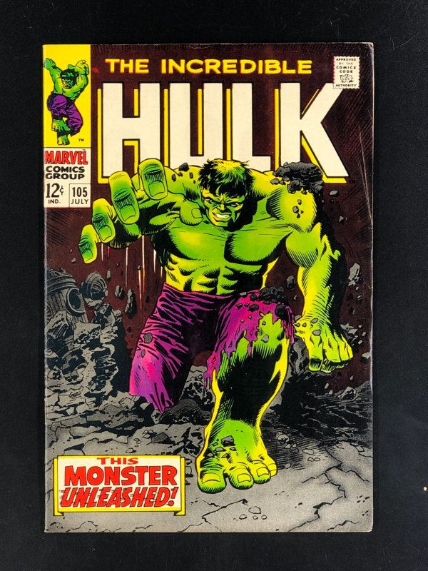 The Incredible Hulk #105 (1968) VF+ 1st Missing Link, Iconic Cover ...