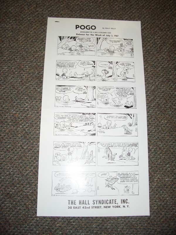 Pogo-Walt Kelly-Newspaper Comic Proof Sheet-7/3/1967 | Comic ...