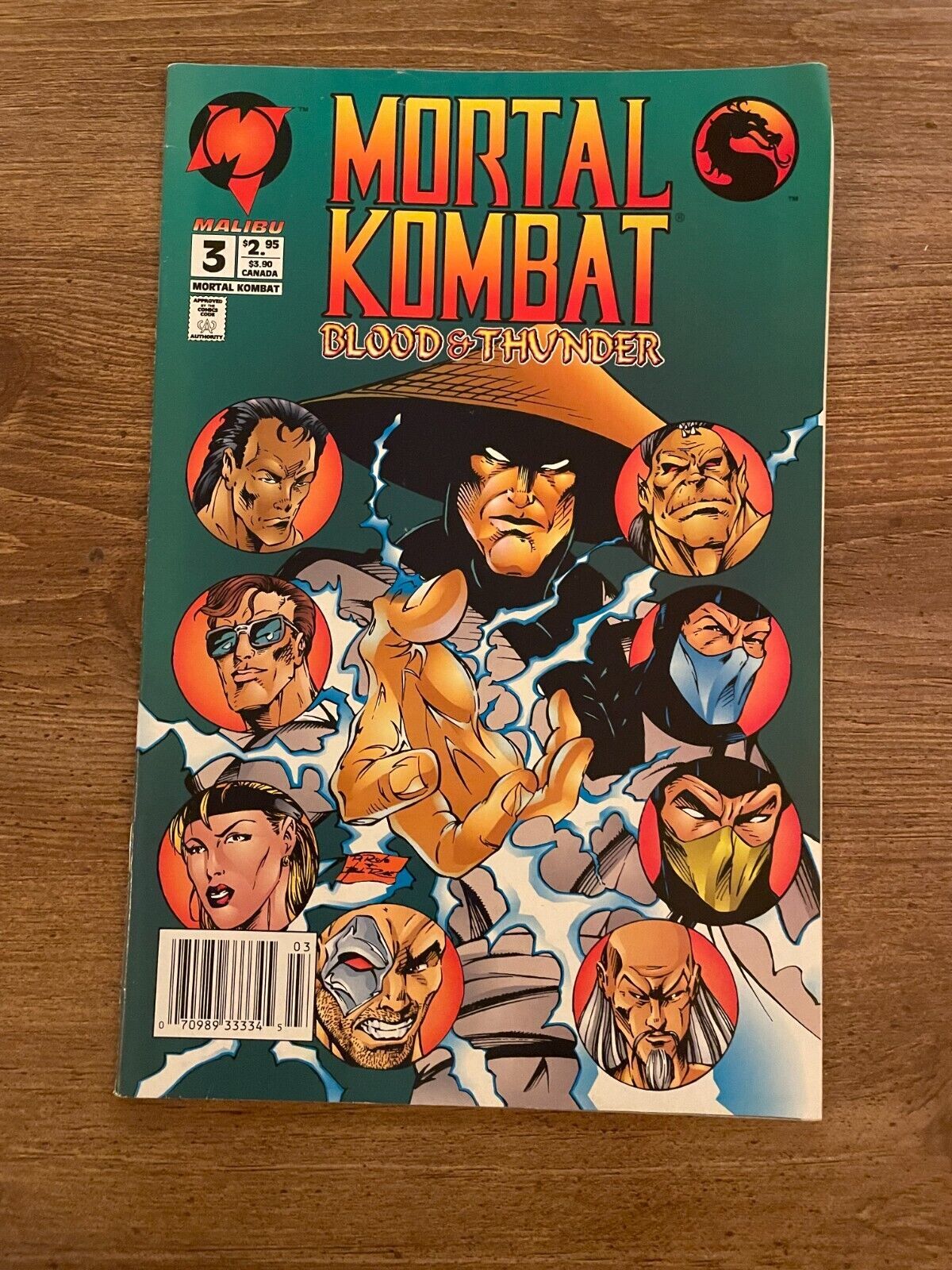 Mortal Kombat # 3 VF Malibu Comic Book Raiden Blood & Thunder Scorpion ...