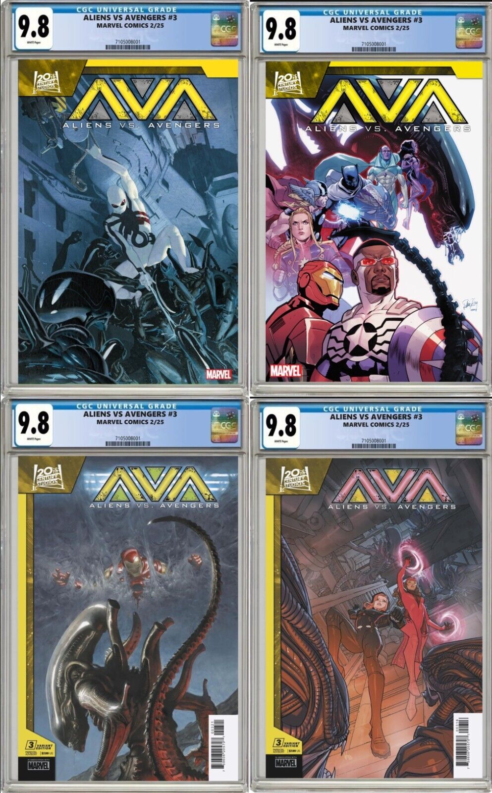 Aliens VS Avengers #3 Marvel Cover Pick/Variants 1:25 CGC 9.8 NM ...