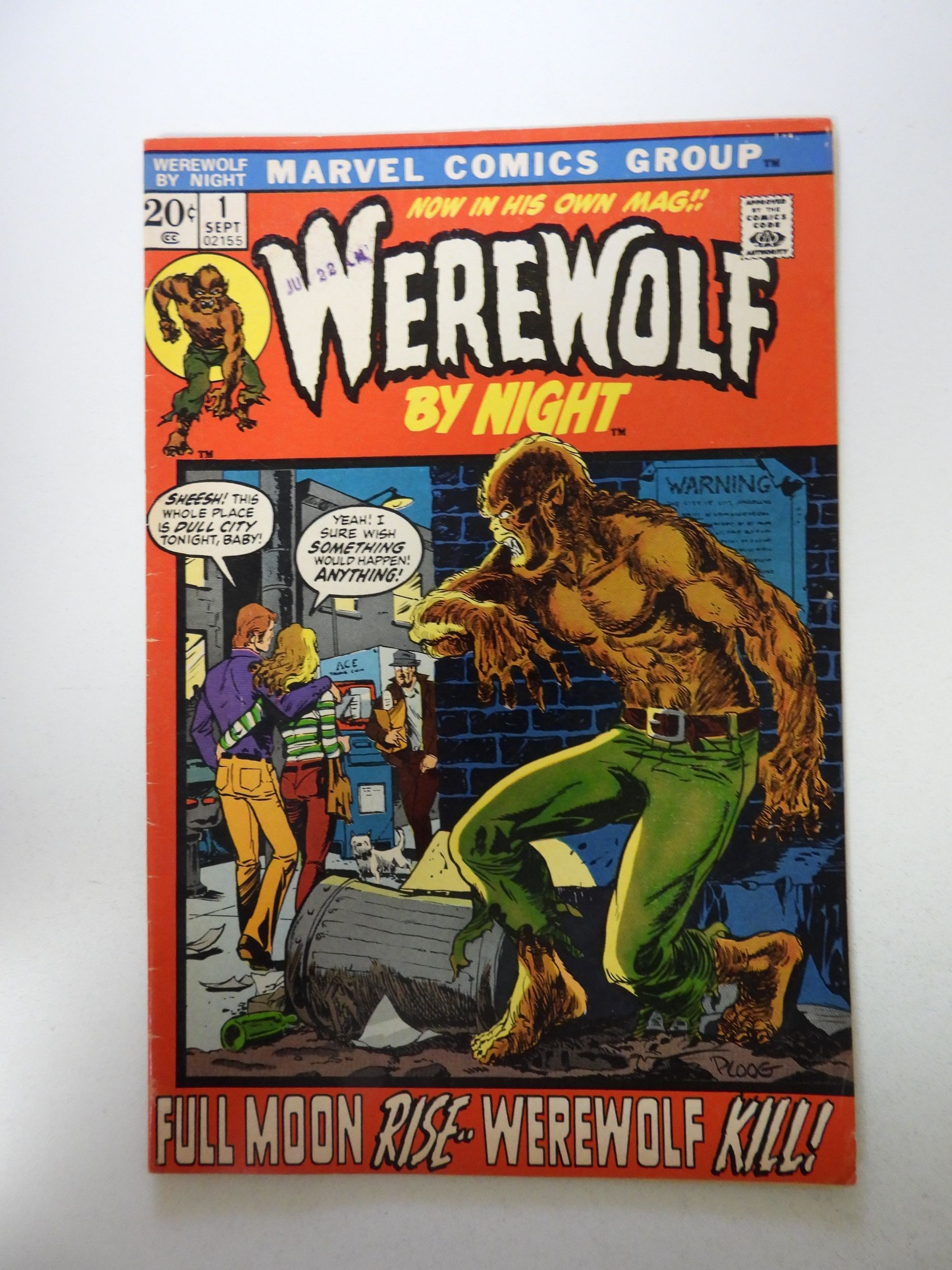 Werewolf by Night #1 VG/FN condition date stamp front cover, stain back ...