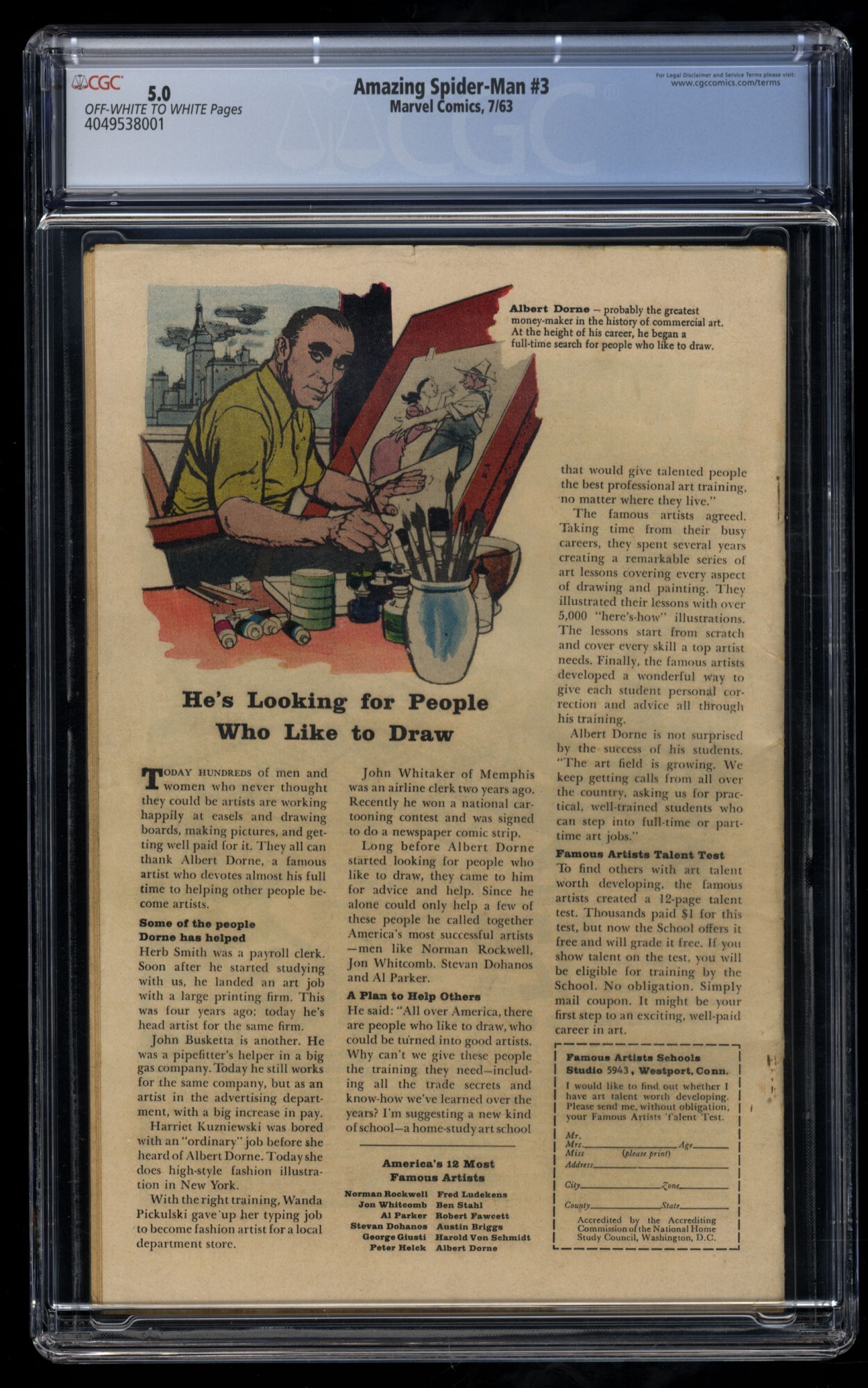 Amazing Spider-Man #3 CGC VG/FN 5.0 1st Appearance Doctor Octopus ...