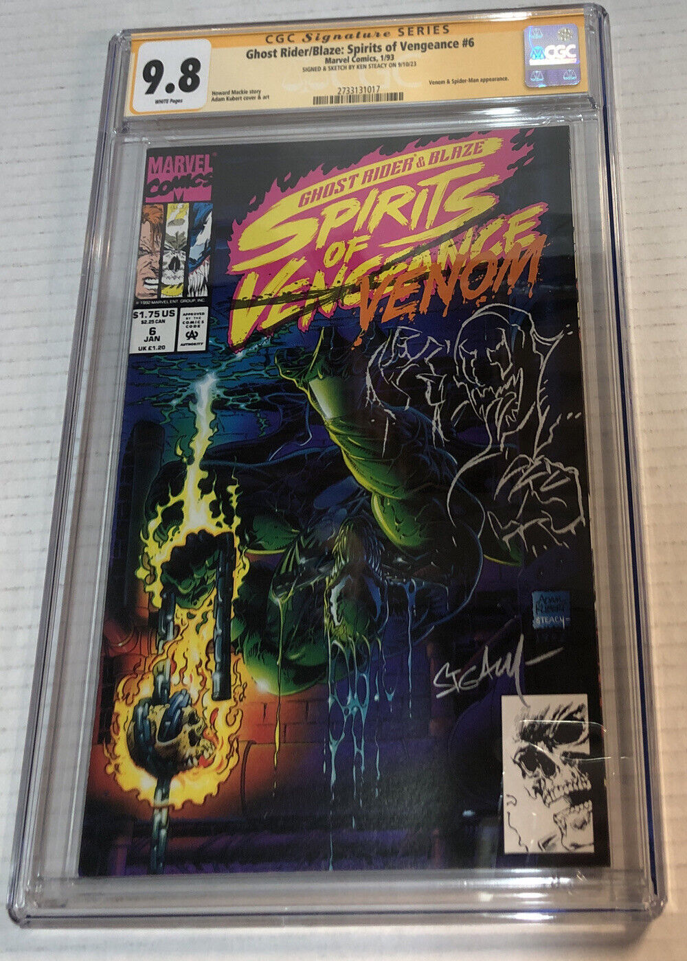 Ghost Rider/Blaze: Spirits of Venom #6(1993)CGC 9.8 Signed & Sketch Ken ...