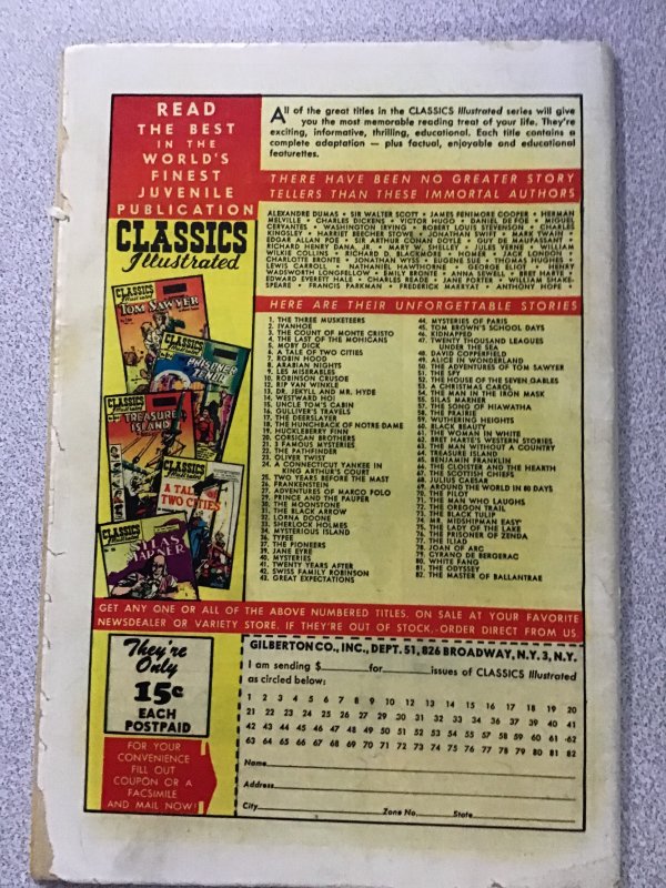 Classics Illustrated #64. Great old book. 1949 Issue. | Comic Books - Golden Age, Classics ...