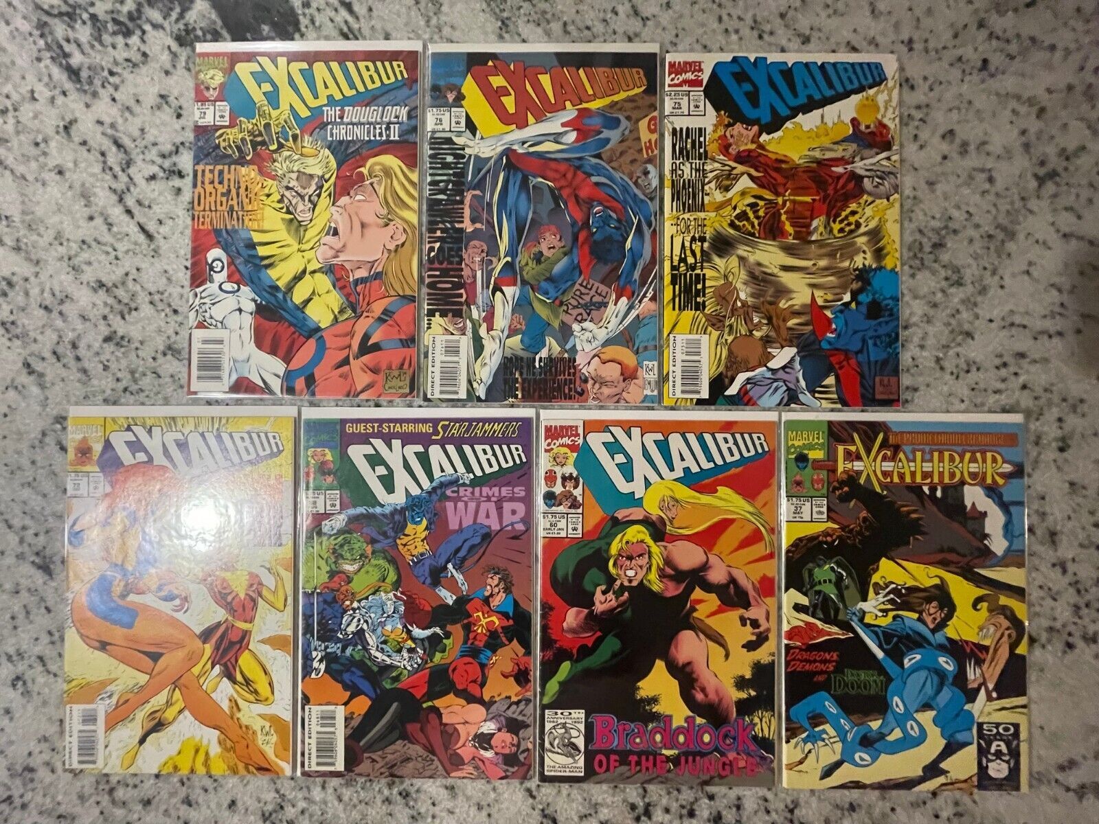 7 Excalibur Marvel Comic Books # 37 60 68 72 75 76 79 X-Men Wolverine ...