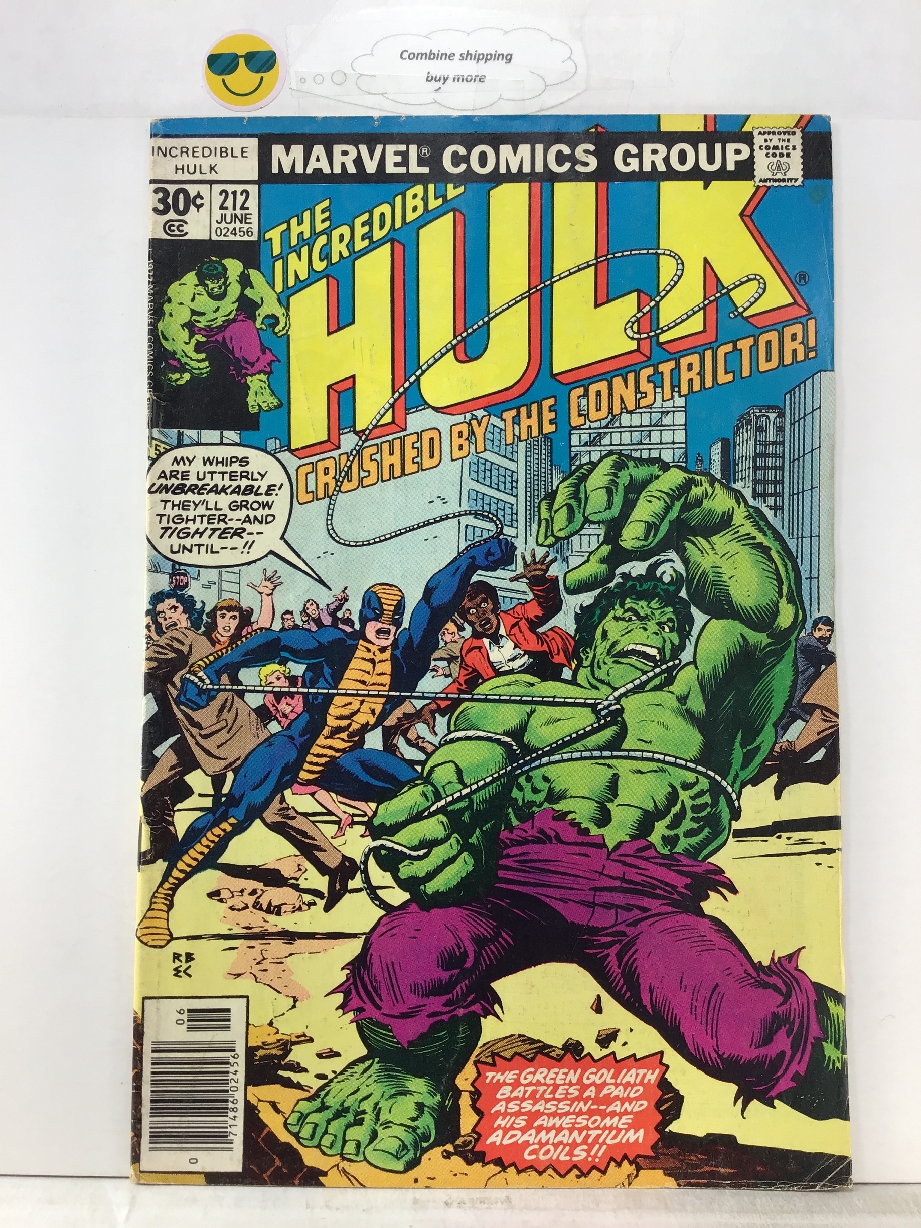 The Incredible Hulk #212 (1977) key First appearance of the constrictor ...