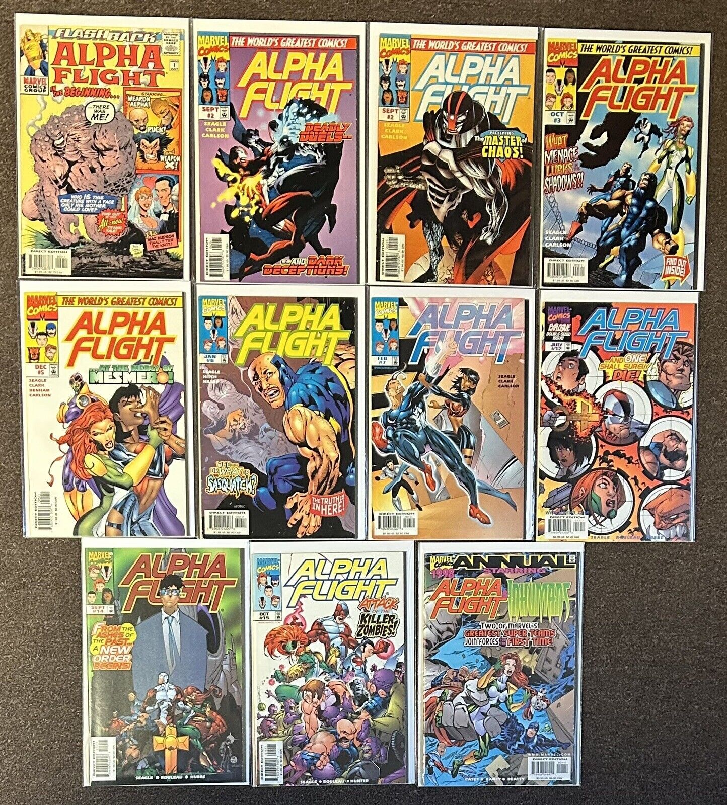 Alpha Flight #-1,2,2,3,5,6,7,12,14,15 Annual 1998 Inhumans Series 2 ...