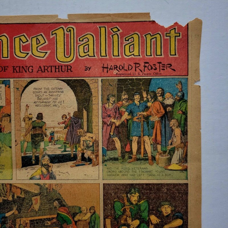 Scarce 1938 PRINCE VALIANT: Comic Strip | Single Page VG/FN Hal Foster ...