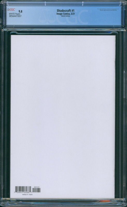 Shadecraft # 1 CGC 9.8 Blank Sketch Cover Low Print Run Image 2021 ...