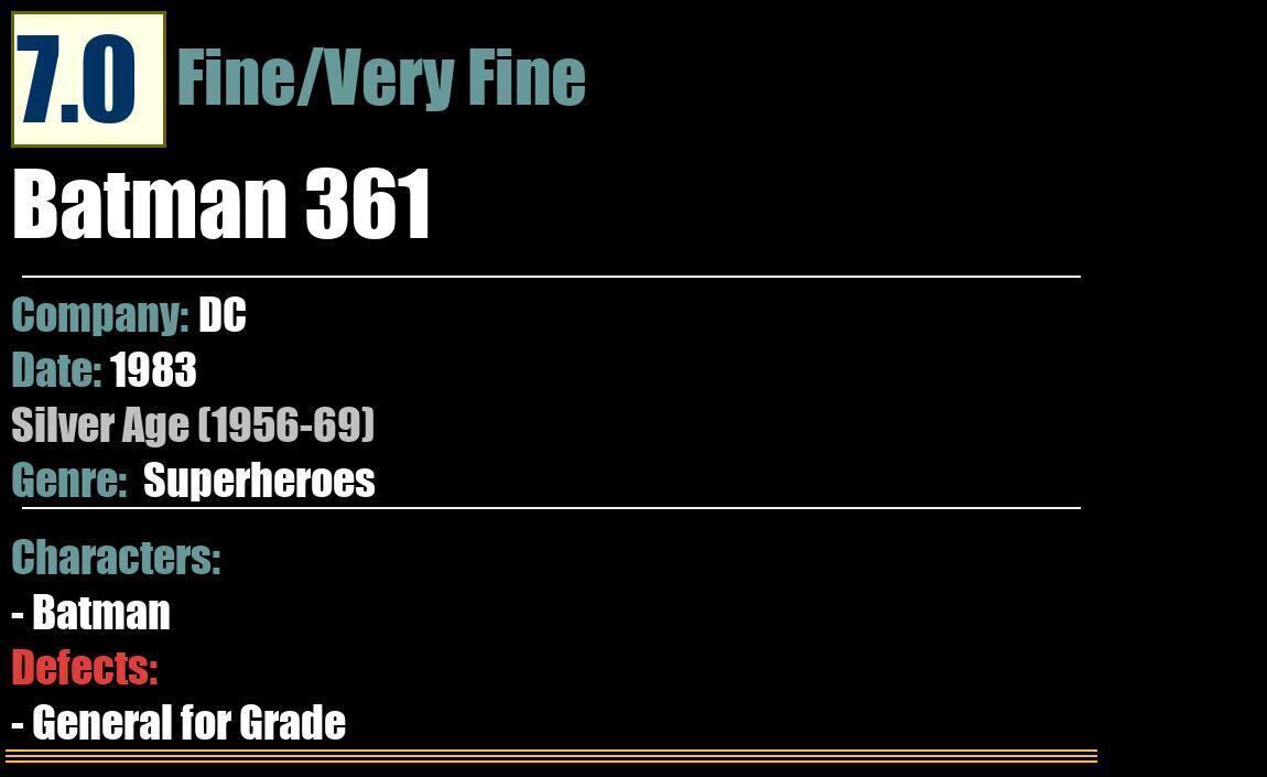 Batman #361 (1983) DC 1st app Harvey Bullock Bronze-age comic | Comic ...